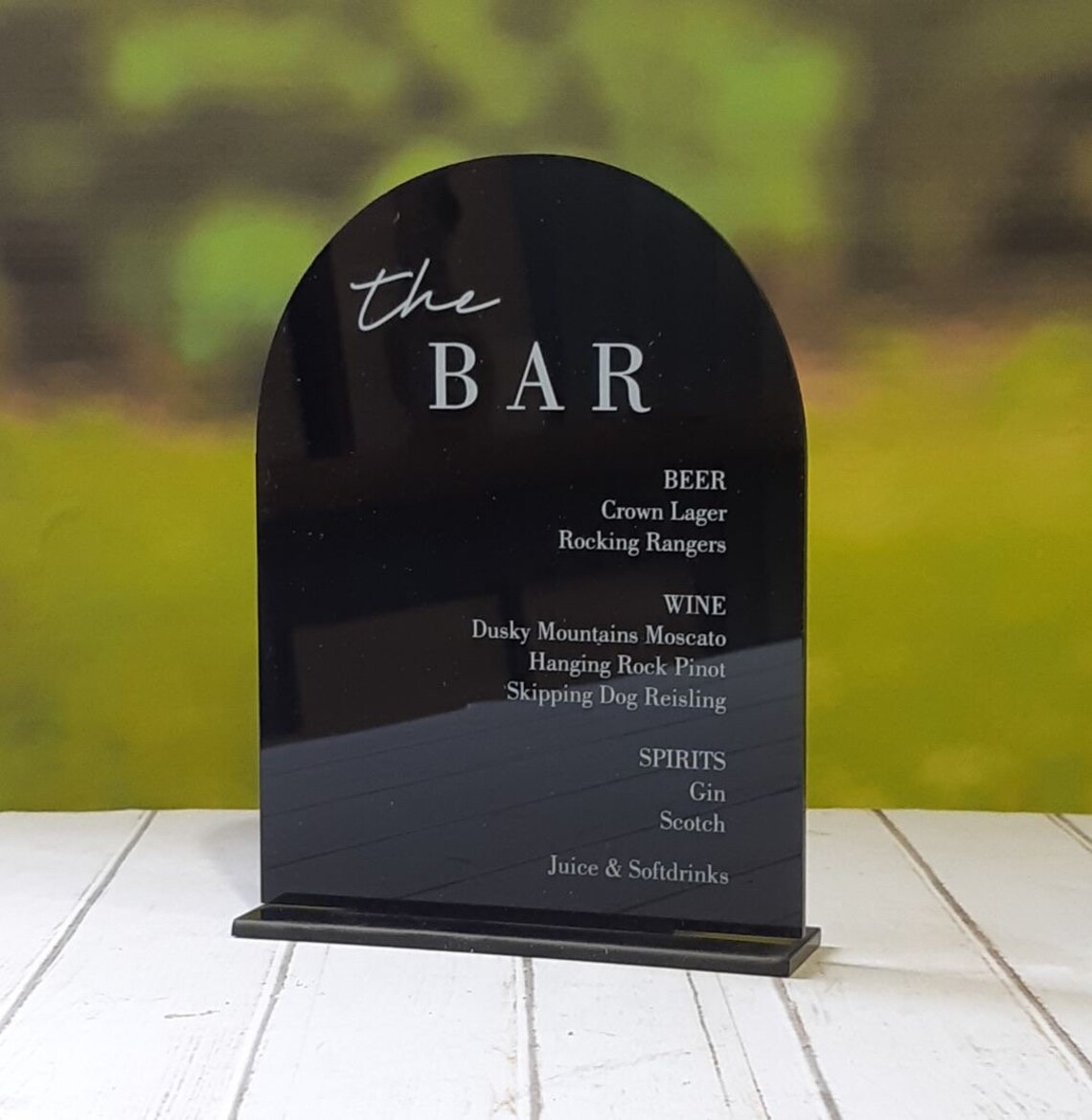 Acrylic Bar Menu Sign Black Acrylic Arched Bar Menu Modern - Etsy Australia