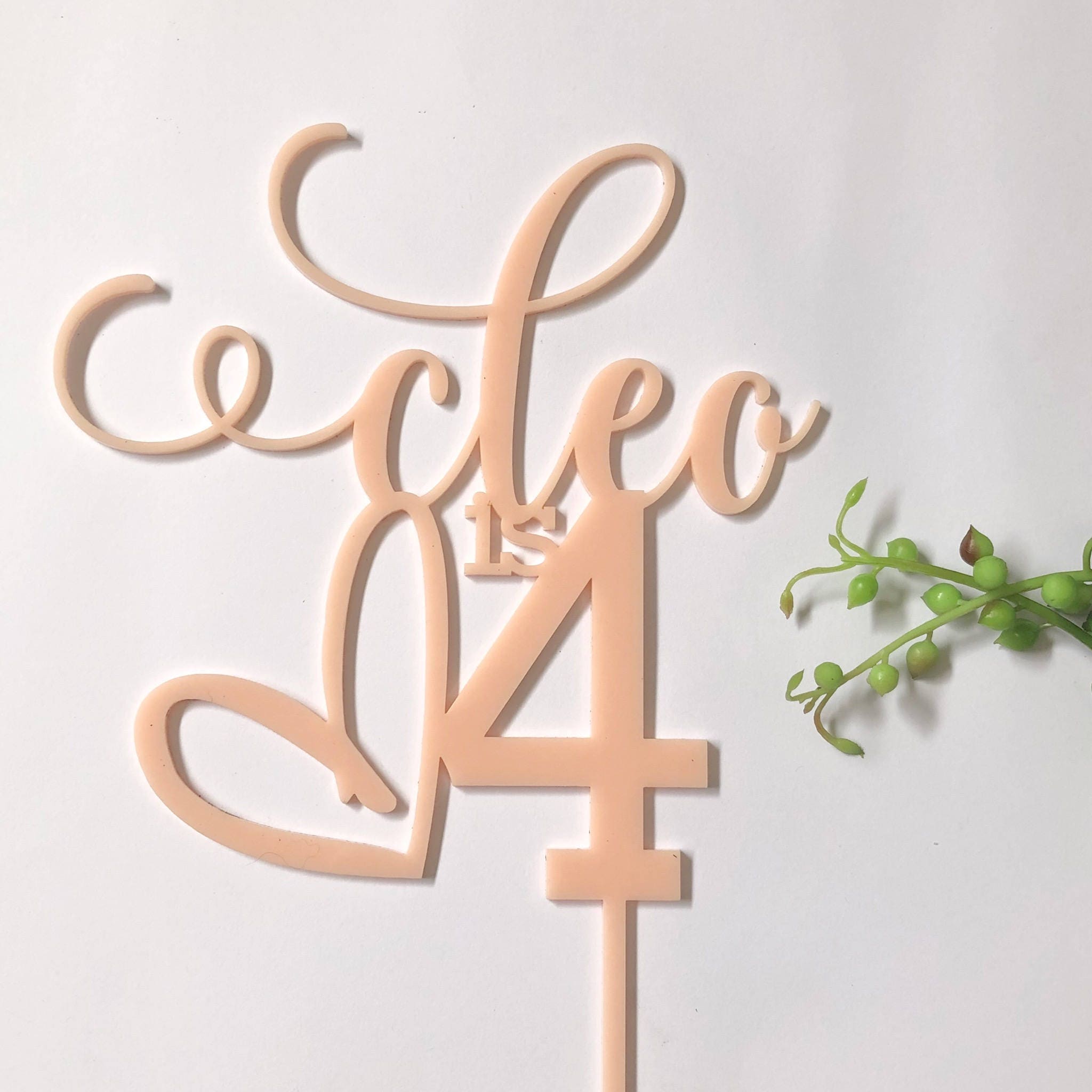 Personalised Birthday 4 Cake Topper Custom Name Age Happy | Etsy Australia