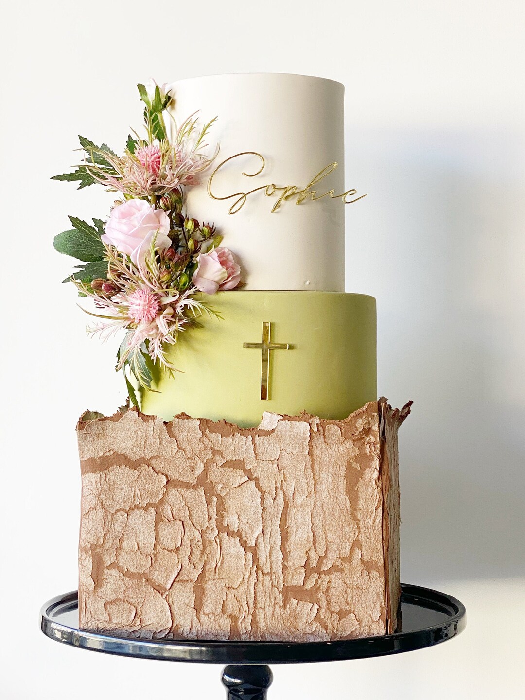 Personalised Baptism Cross Cake Plaque Cake Fropper Cake Charm Cake ...