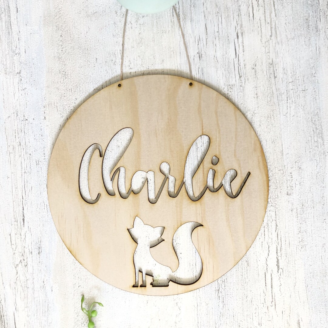 Fox Name Sign Personalised Wooden Wall Door Hanging Door Wooden Name ...