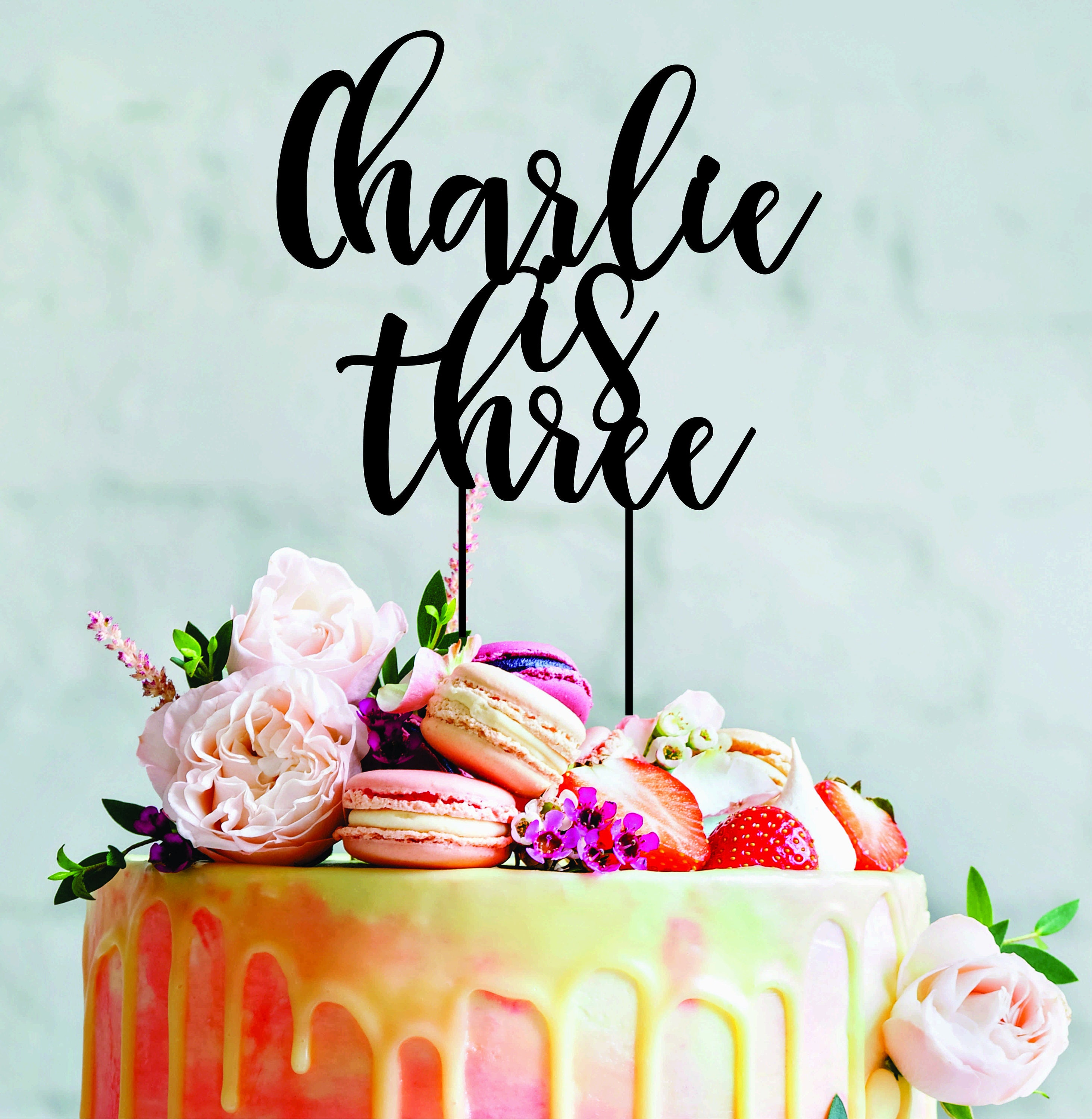 Custom personalised is three cake topper birthday cake | Etsy