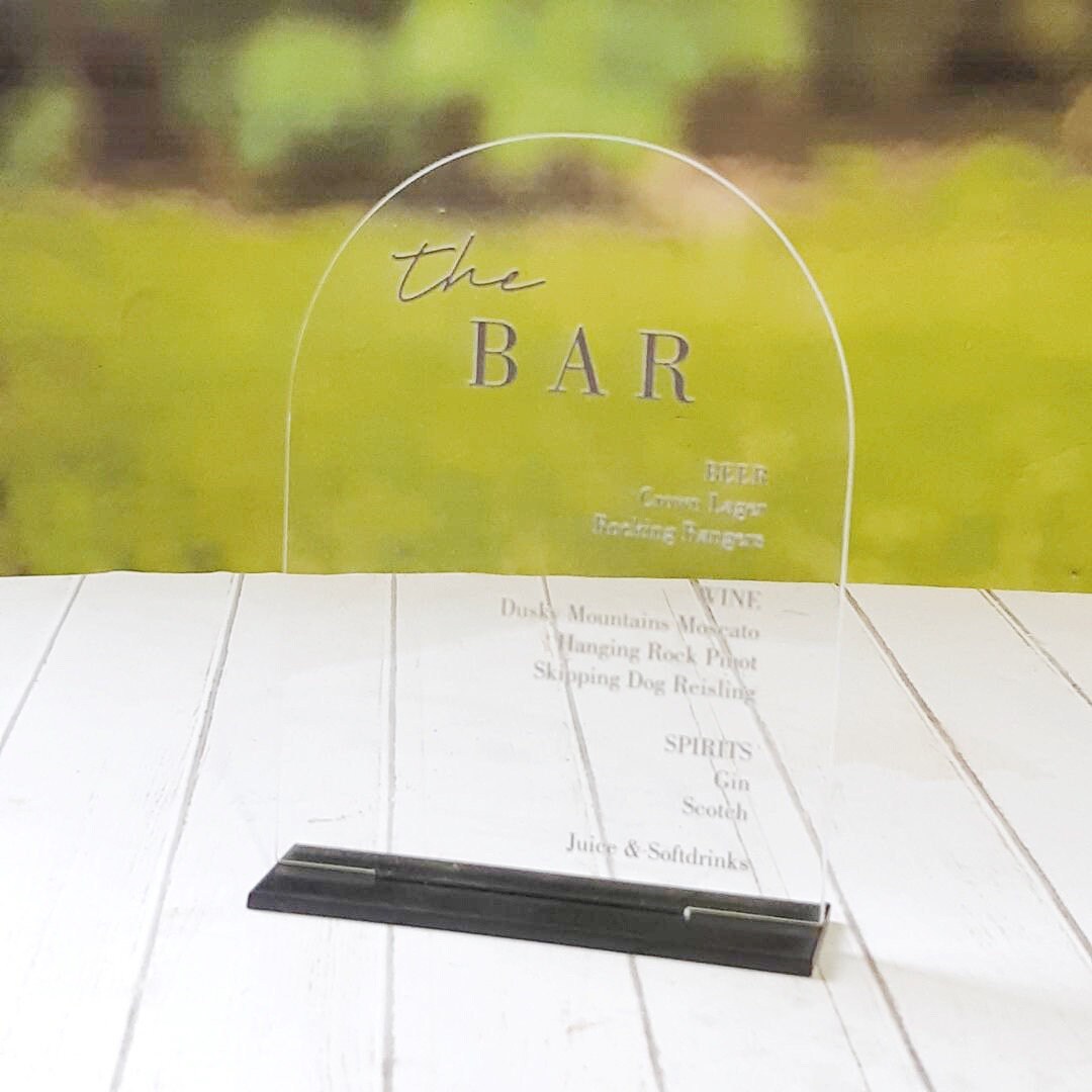 Acrylic Bar Menu Sign Black Acrylic Arched Bar Menu Modern | Etsy Australia