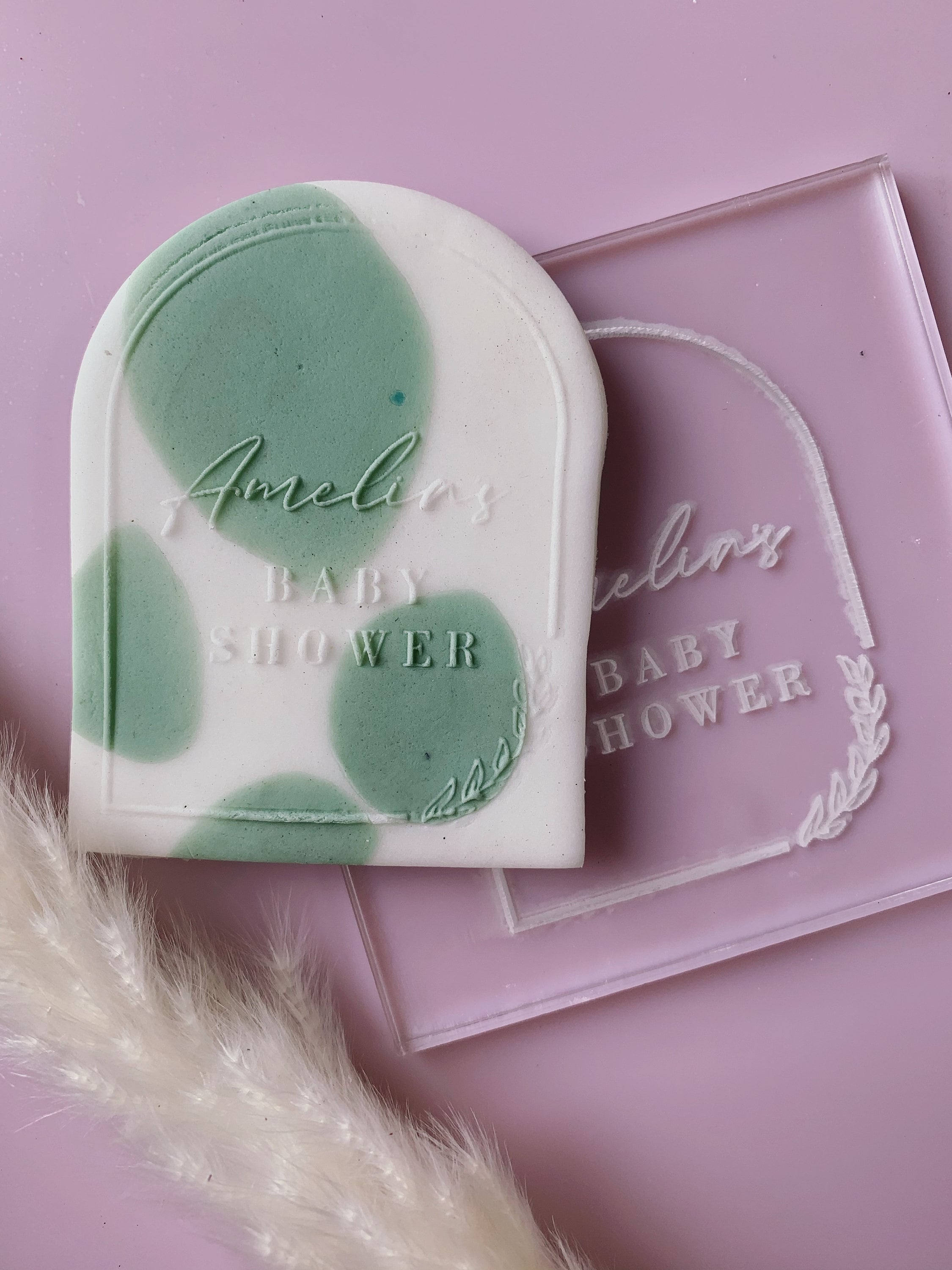 Arch Shape Baby Shower Cookie fondant stamp Personalised | Etsy
