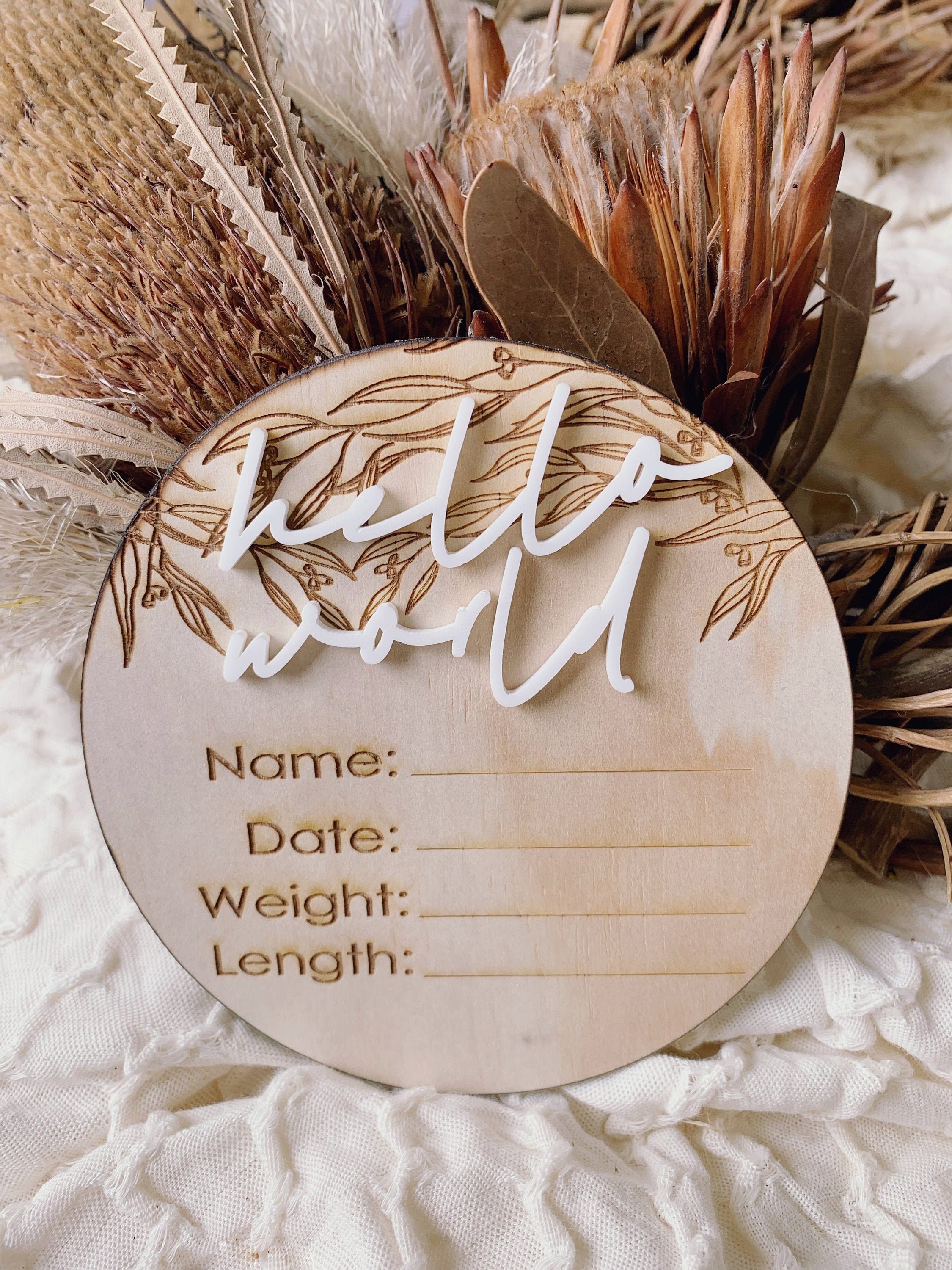 Embellishments Craft Supplies & Tools Baby Milestone Disc Hello World ...