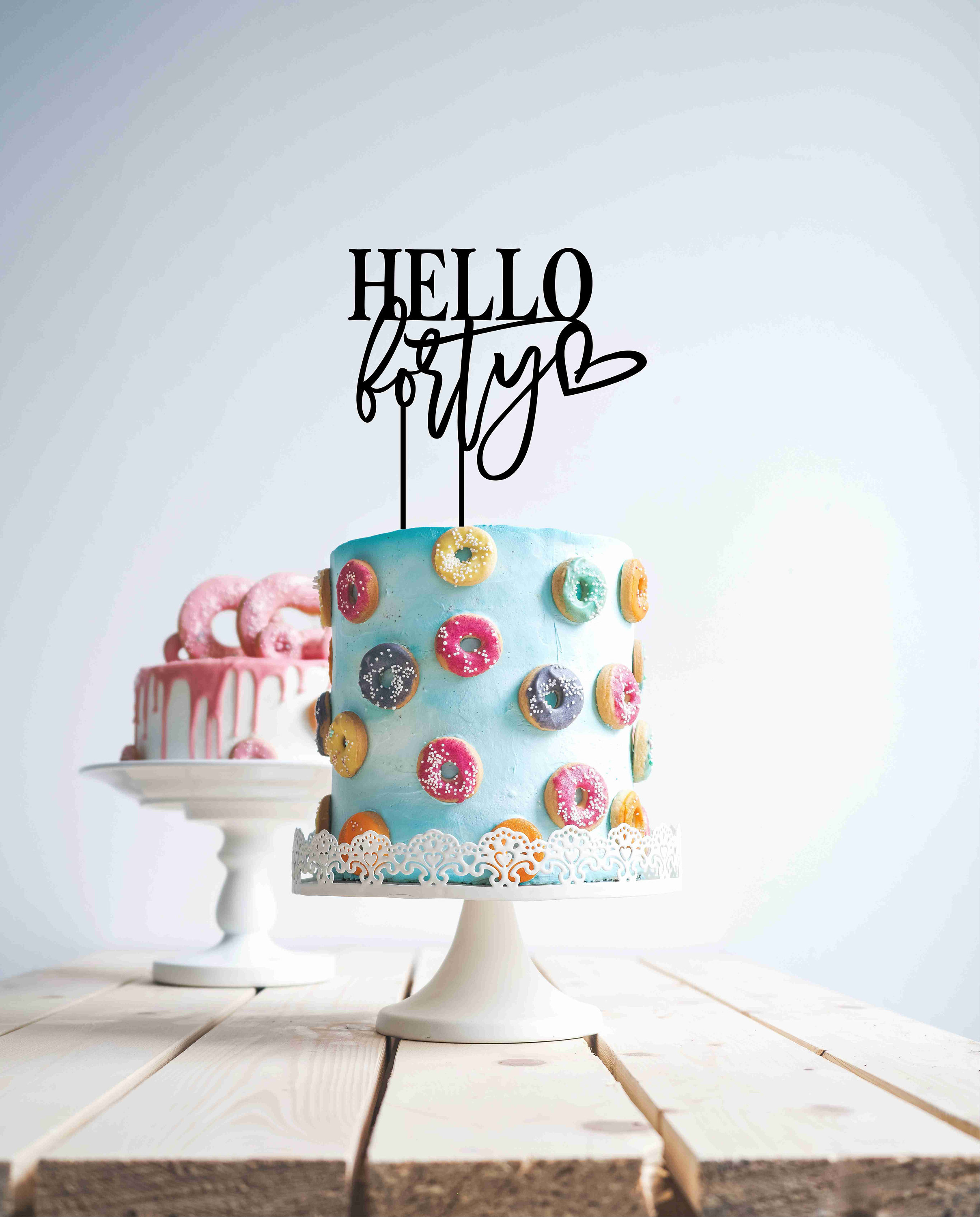 Hello 40 Cake Topper Celebrate 40th Wood Birthday Topper | Etsy Australia