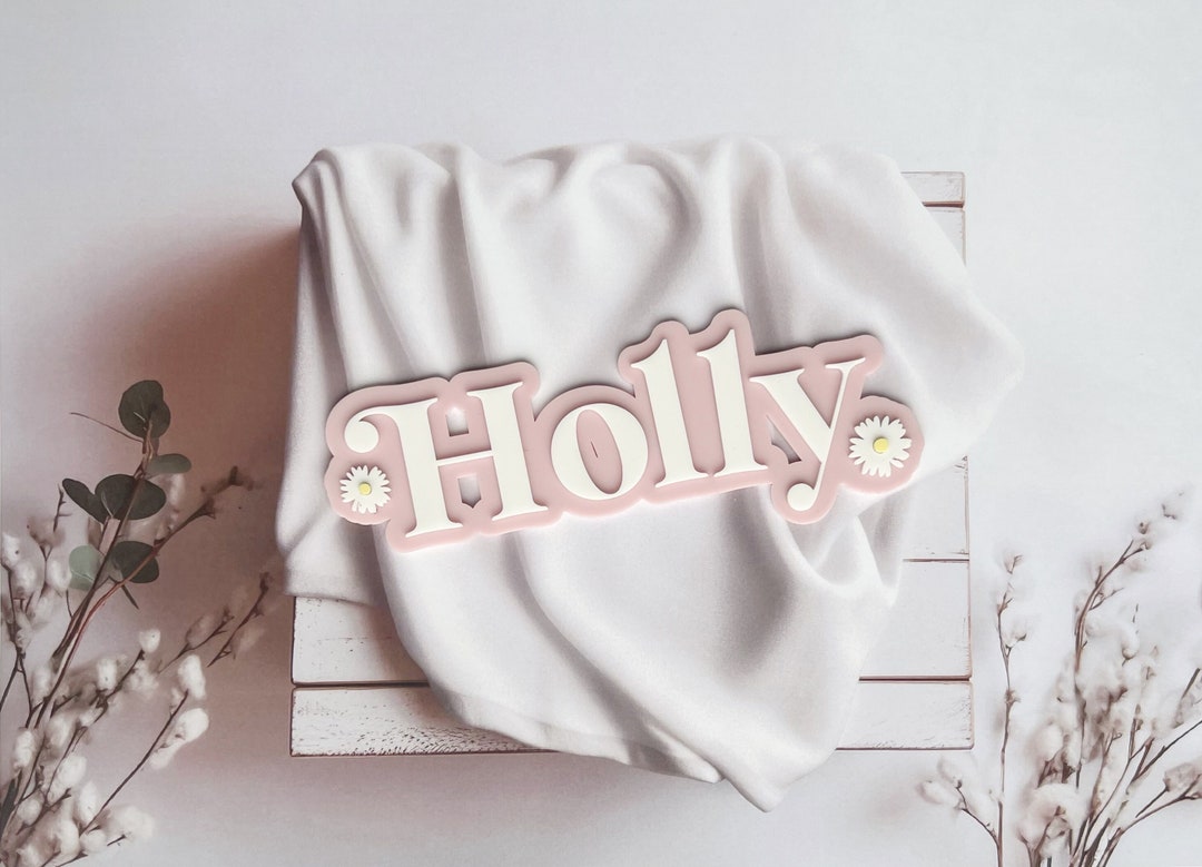 3D Daisy Flower Name Sign Custom Wood Nursery Name Sign - Personalised ...