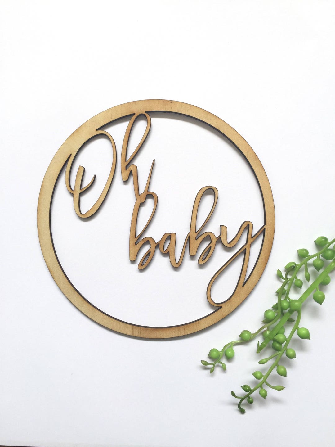 Round Circle Personalised Baby Shower Wood Decor Wood Rustic Timber ...