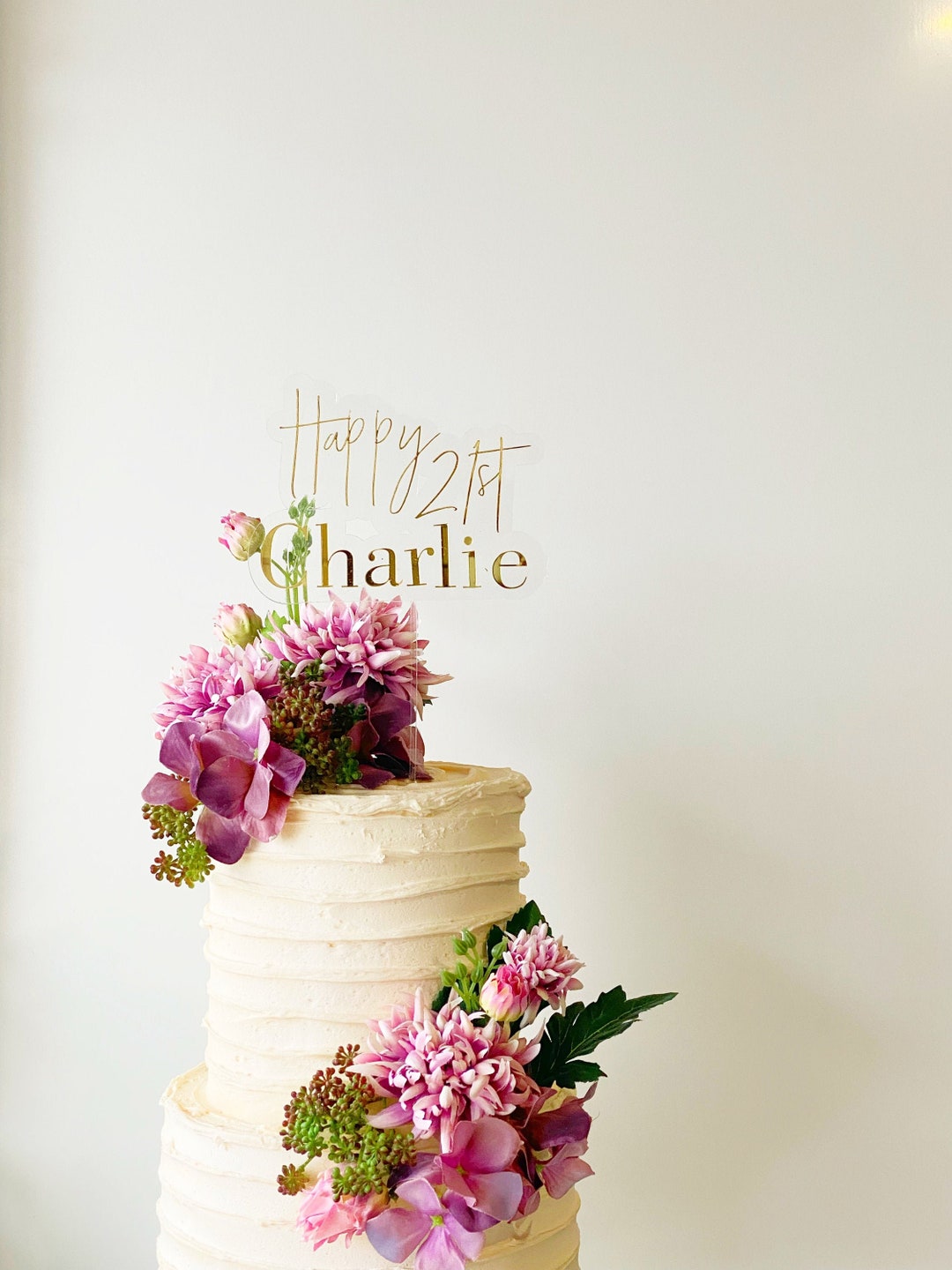 21st Cake Topper - Personalised Floating Cake Topper - Clear Acrylic ...