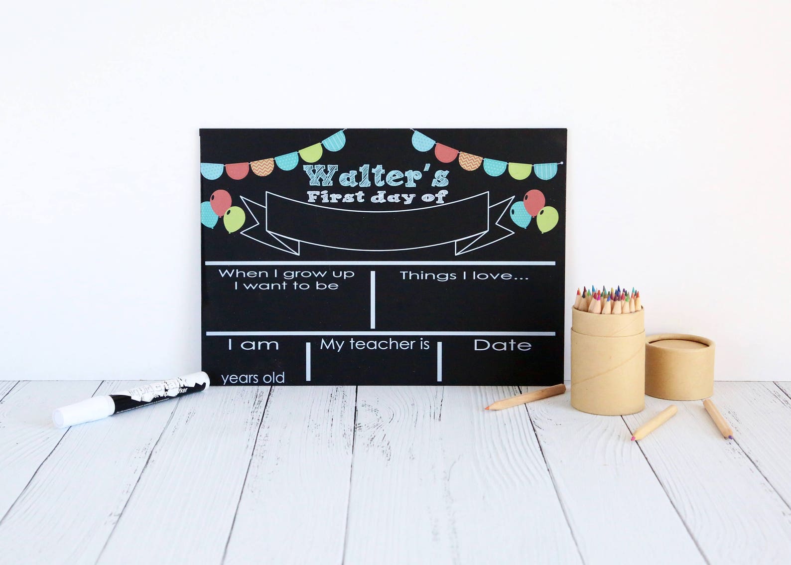 First Day of School Personalised Resalable Chalkboard Sign | Etsy