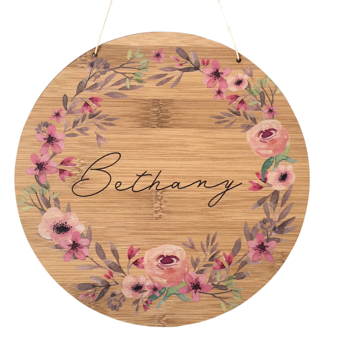Personalised Colour Wreath Bamboo Wall Hanging Wood Bamboo Wreath ...
