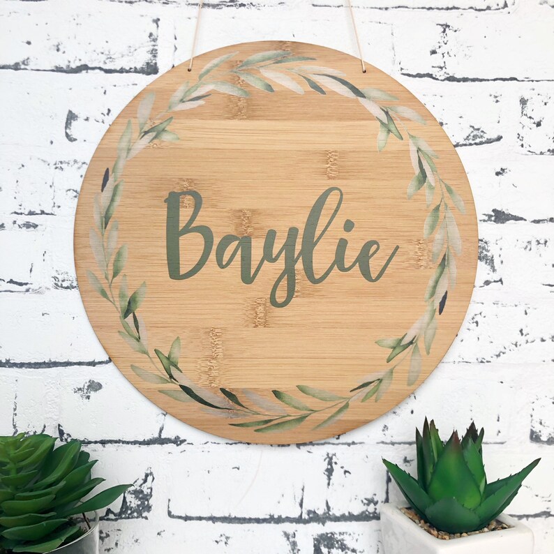 Personalised Colour Wreath Bamboo Wall Hanging Nursery Decor Wreath ...