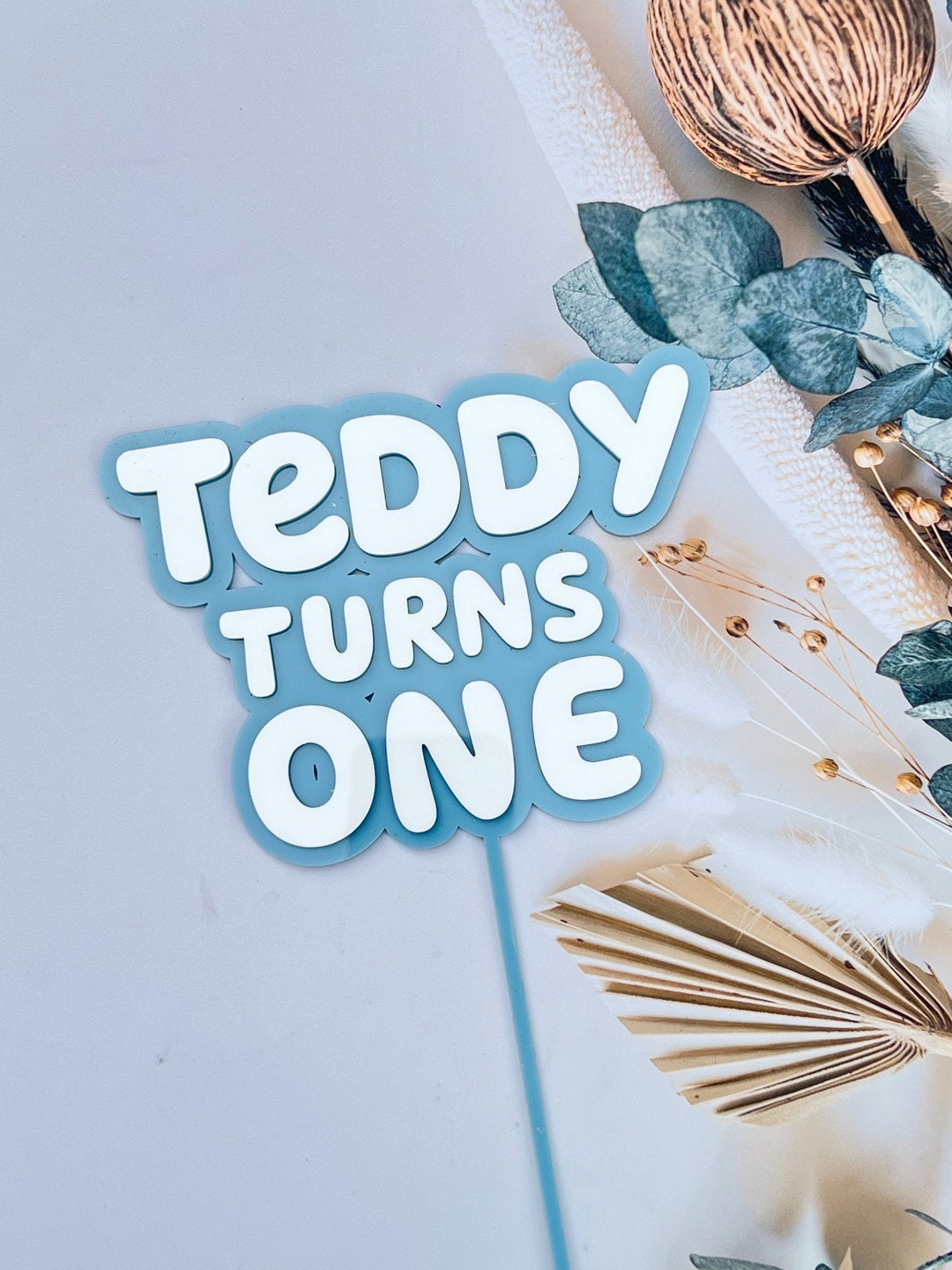 Blue Cake Topper - Bubble Name Cake Topper - Two Tone Custom Birthday ...