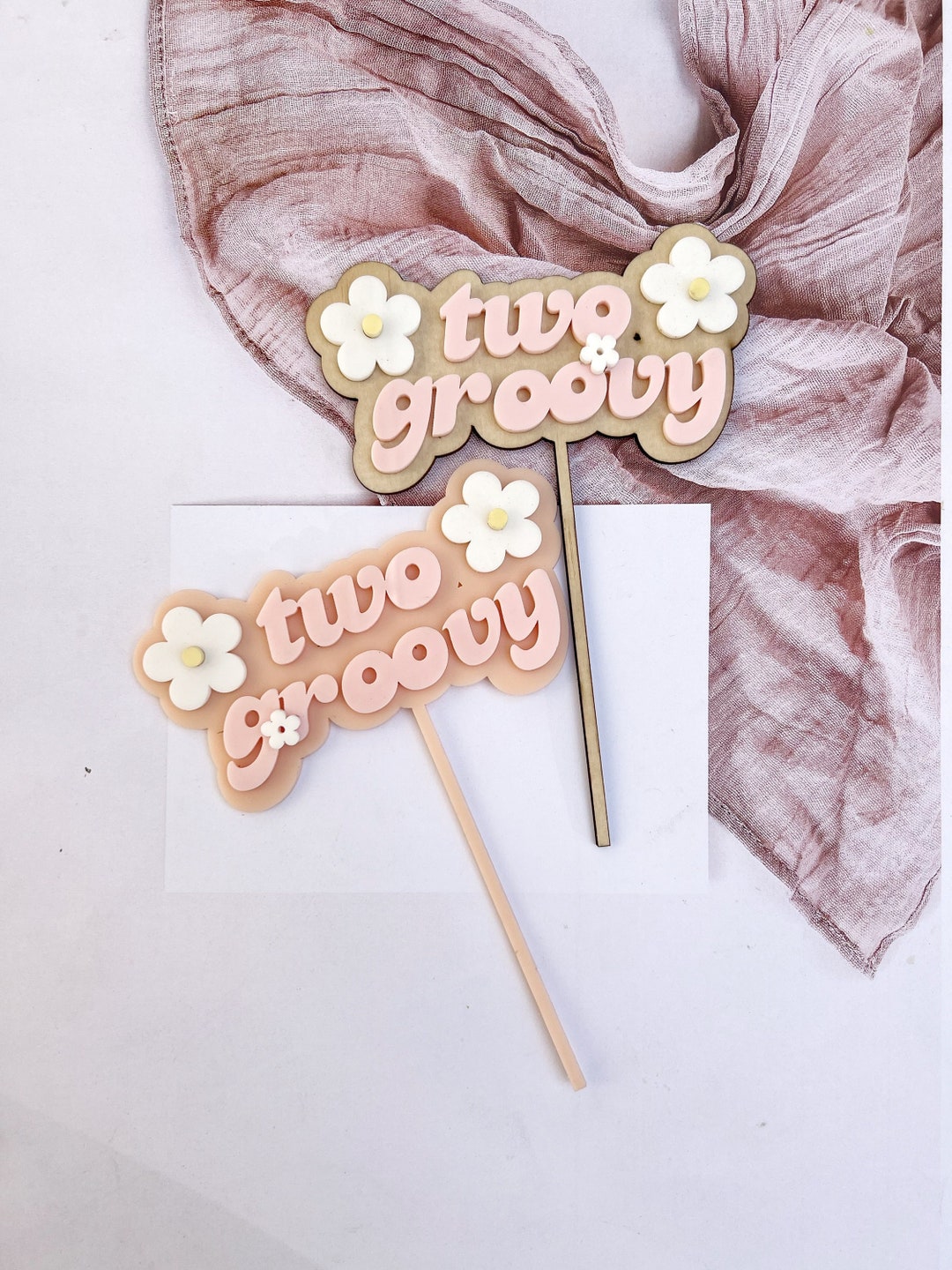 Two Groovy Cake Topper| | Retro Hippy Topper | Daisy Two Topper | One ...