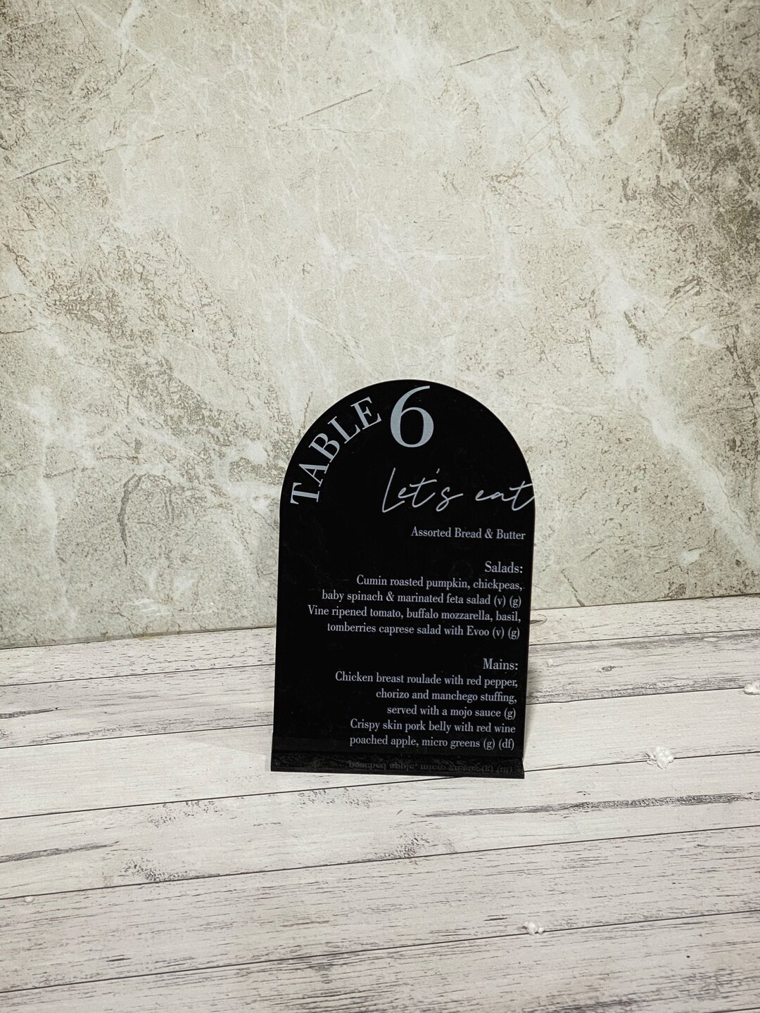 Acrylic Table Menu Sign Black Acrylic Arched Bar Menu Modern Event ...