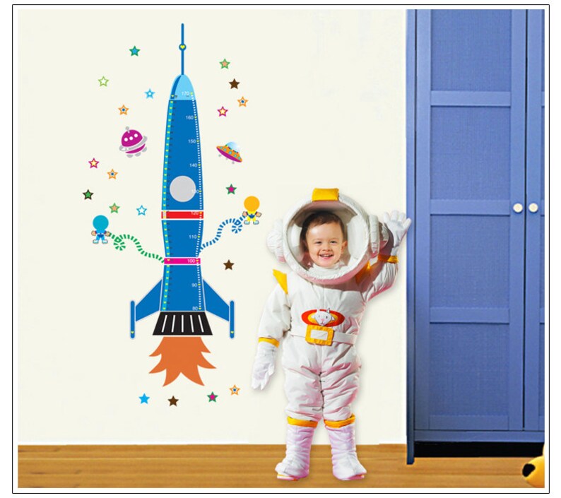 Rocket Ship Height Chart Wall Sticker / Wall Decal AW9028 | Etsy