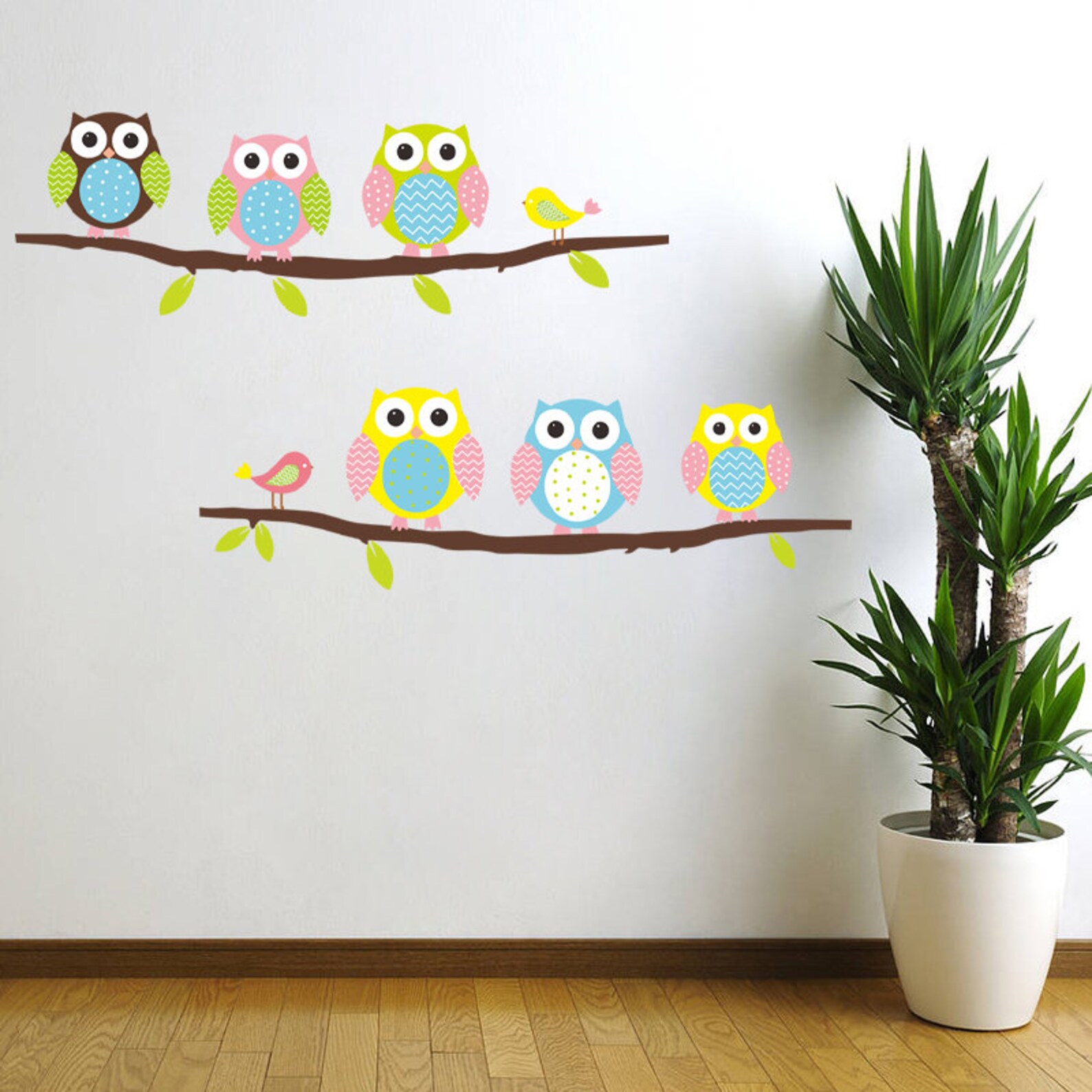 Removable Wall Stickers Owls and Branches AW1020 | Etsy