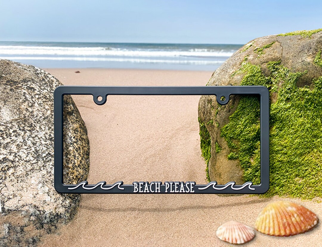 Beach License Plate Frame Ocean Car Accessories With Waves Tag Holder ...