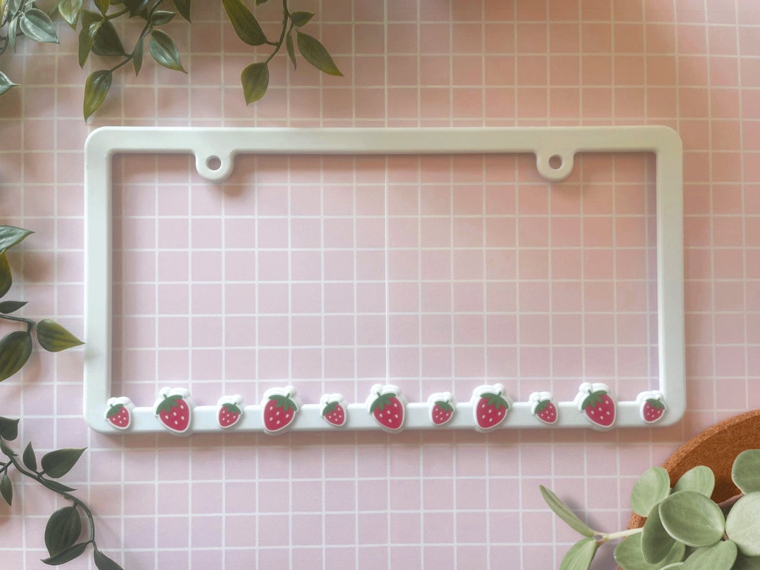 Strawberry License Plate Frame Cute | Kawaii License Plate Holder Cover ...