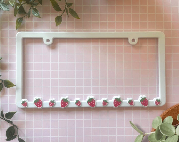 Strawberry License Plate Frame Cute | Kawaii License Plate Holder Cover ...