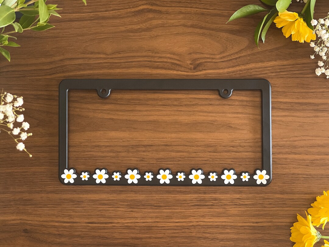 Cute Daisy License Plate Frame Flower Plate Cover / Girly Car Accessory ...