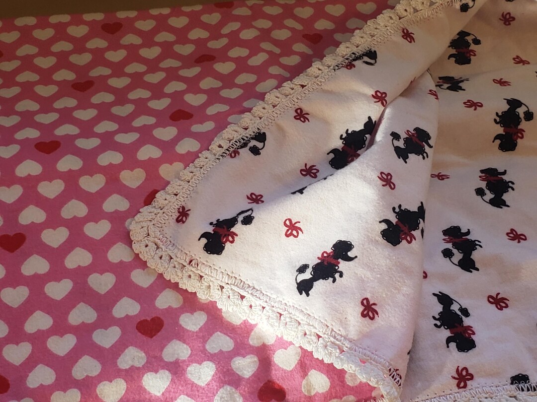 Reversible Handmade Poodle Baby Blanket With Crocheted Fringe - Etsy
