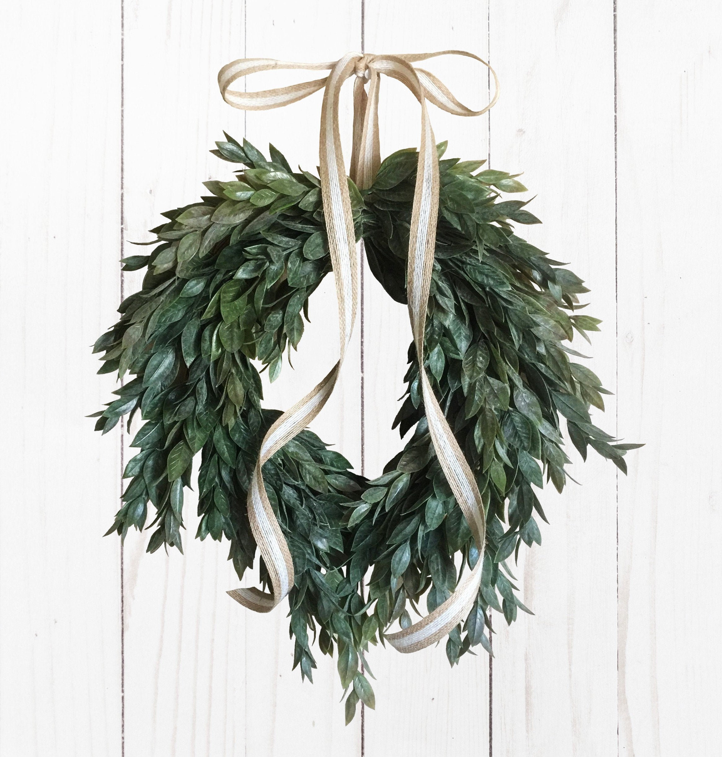 Small Shaggy Italian Ruscus Wreath Farmhouse Decor | Etsy