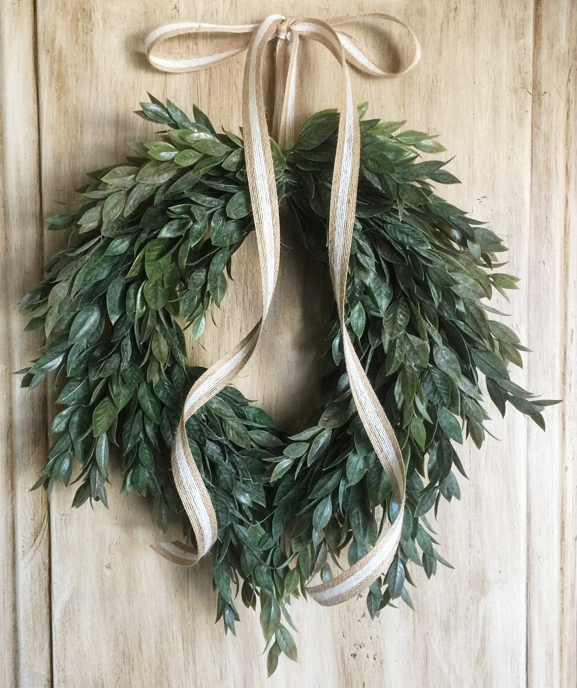 Farmhouse Wreath, Italian Ruscus Wreath - Etsy
