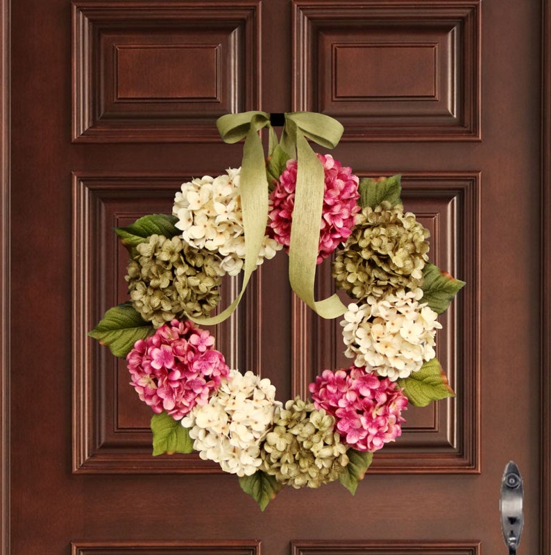 Spring Hydrangea Front Door Wreath | Etsy