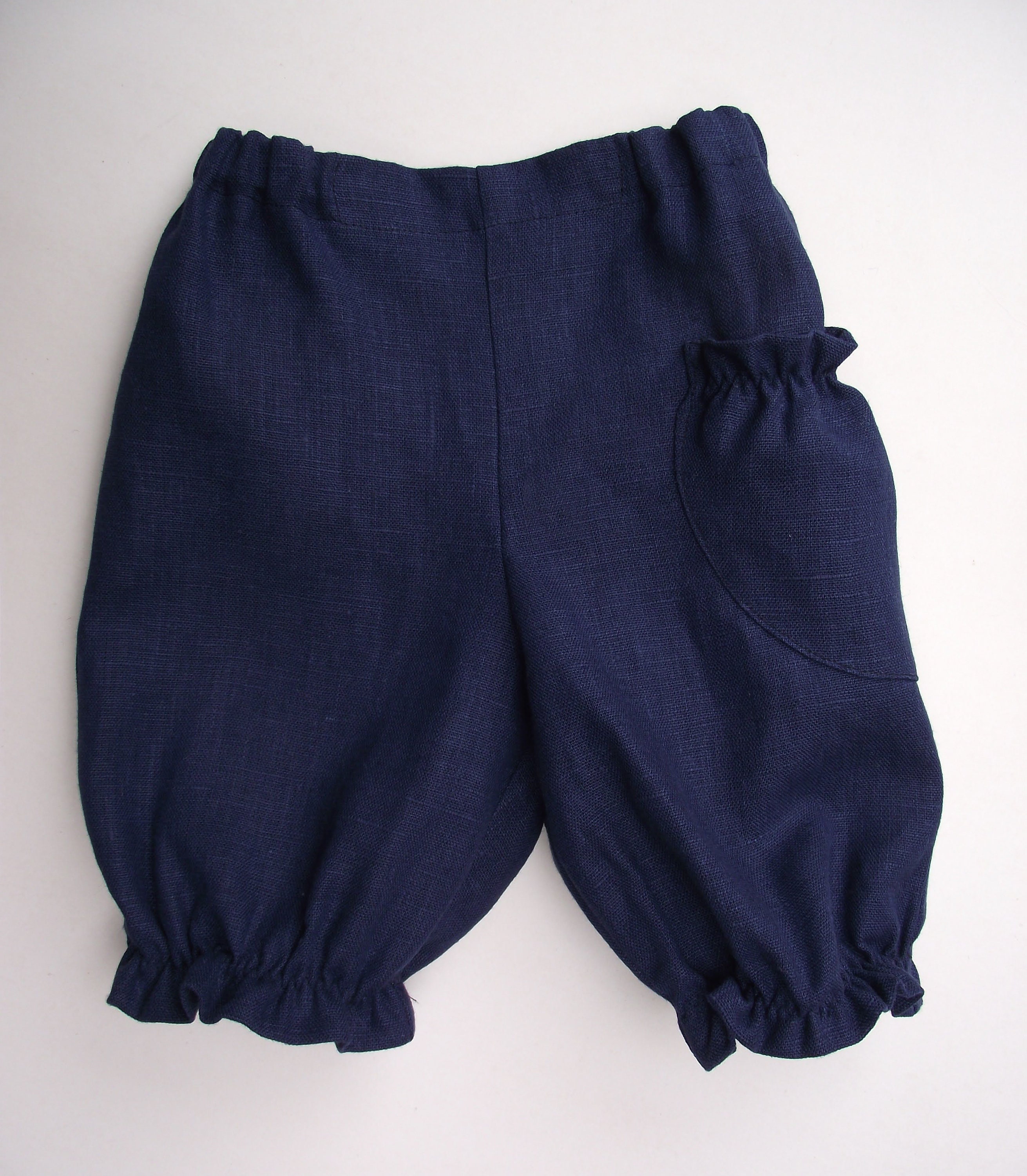 Linen Ruffled Pedal Pusher Pants. Girls Shorts With Puffed Pocket. Many ...
