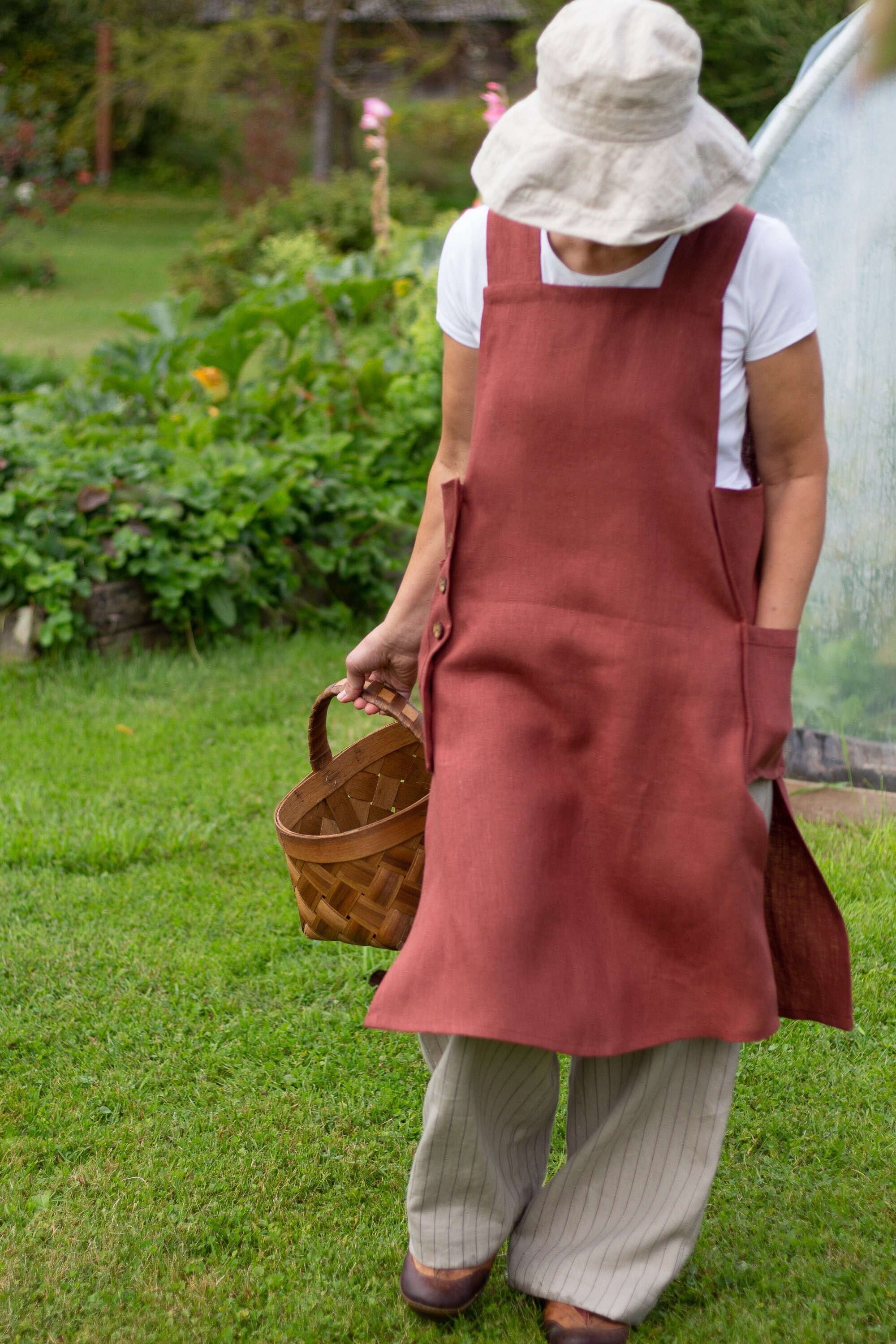 Linen Cobbler Garden Apron. Full Apron. Linen Tabard. Garden Dress ...