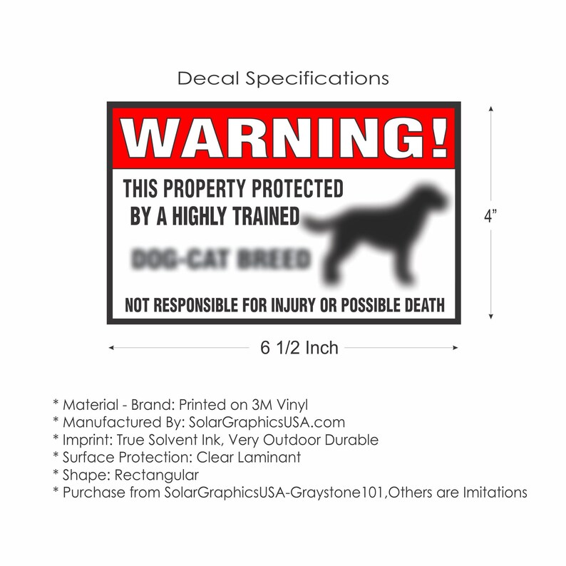 Pair of Warning Trained Dog Decal Sticker, Humorous or Serious Labrador ...