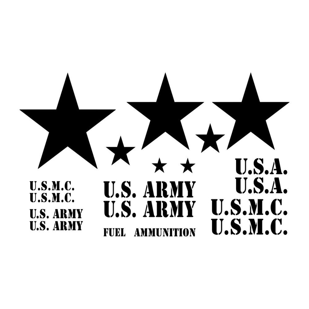 Military Kit Standard Star Decal Kit Set Fits Jeep Wrangler Willys CJ ...