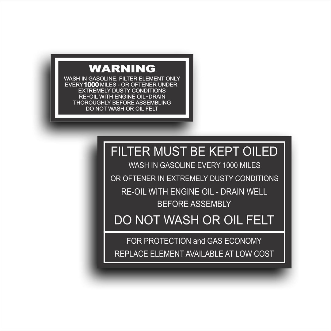 2X Repro Air Cleaner Filter Service Maintenance Decal Sticker of ...
