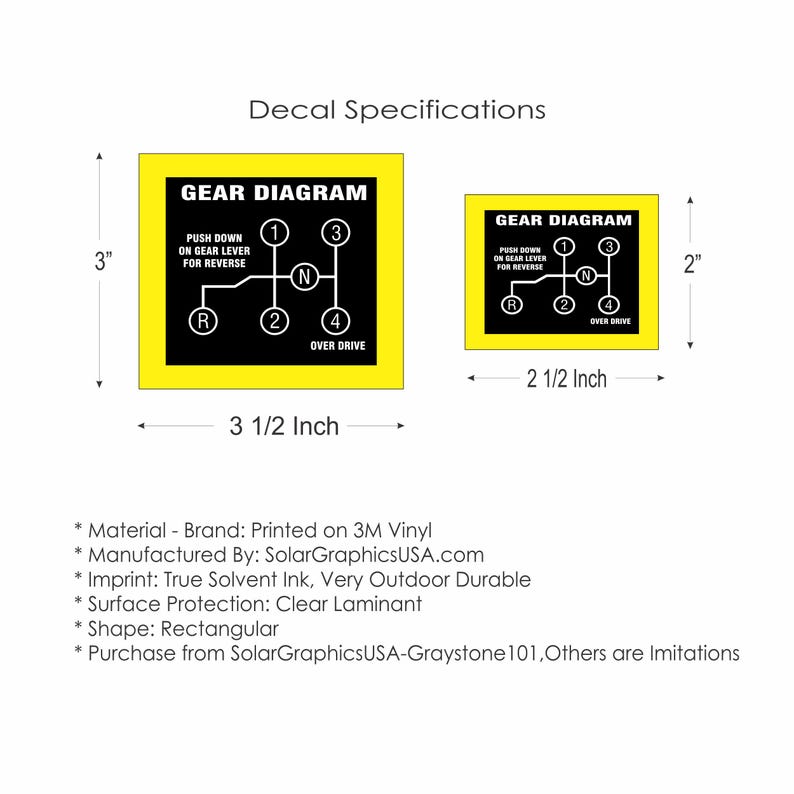 2X Shift Pattern Decal Sticker Pair for Transmission Restore Vintage ...