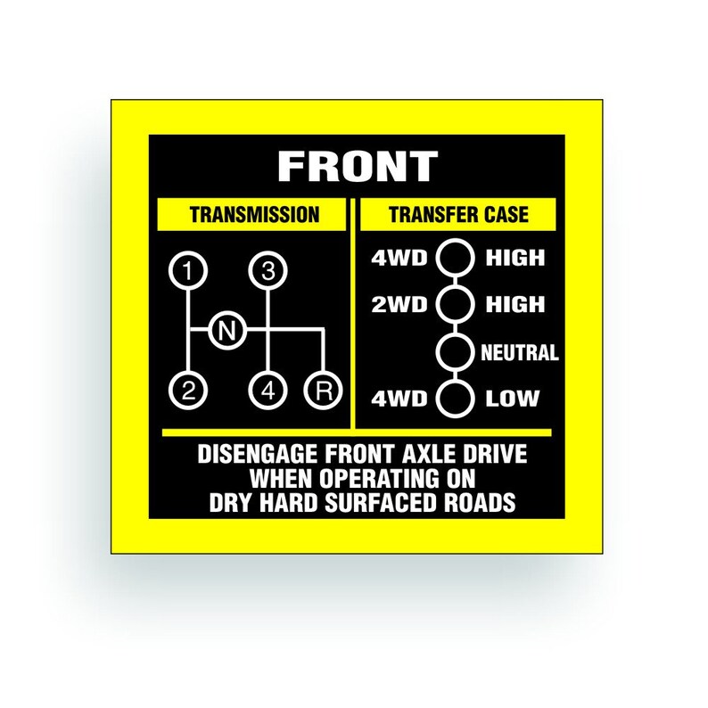 Shift Pattern Decal Sticker for Restore Vintage Military Truck ...