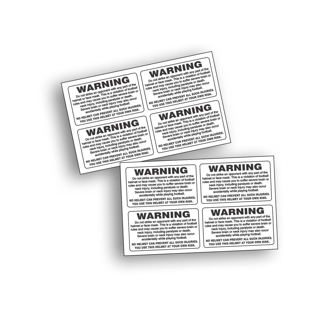 8X Sports Football Helmet Warning Decals Stickers for Back of Team ...