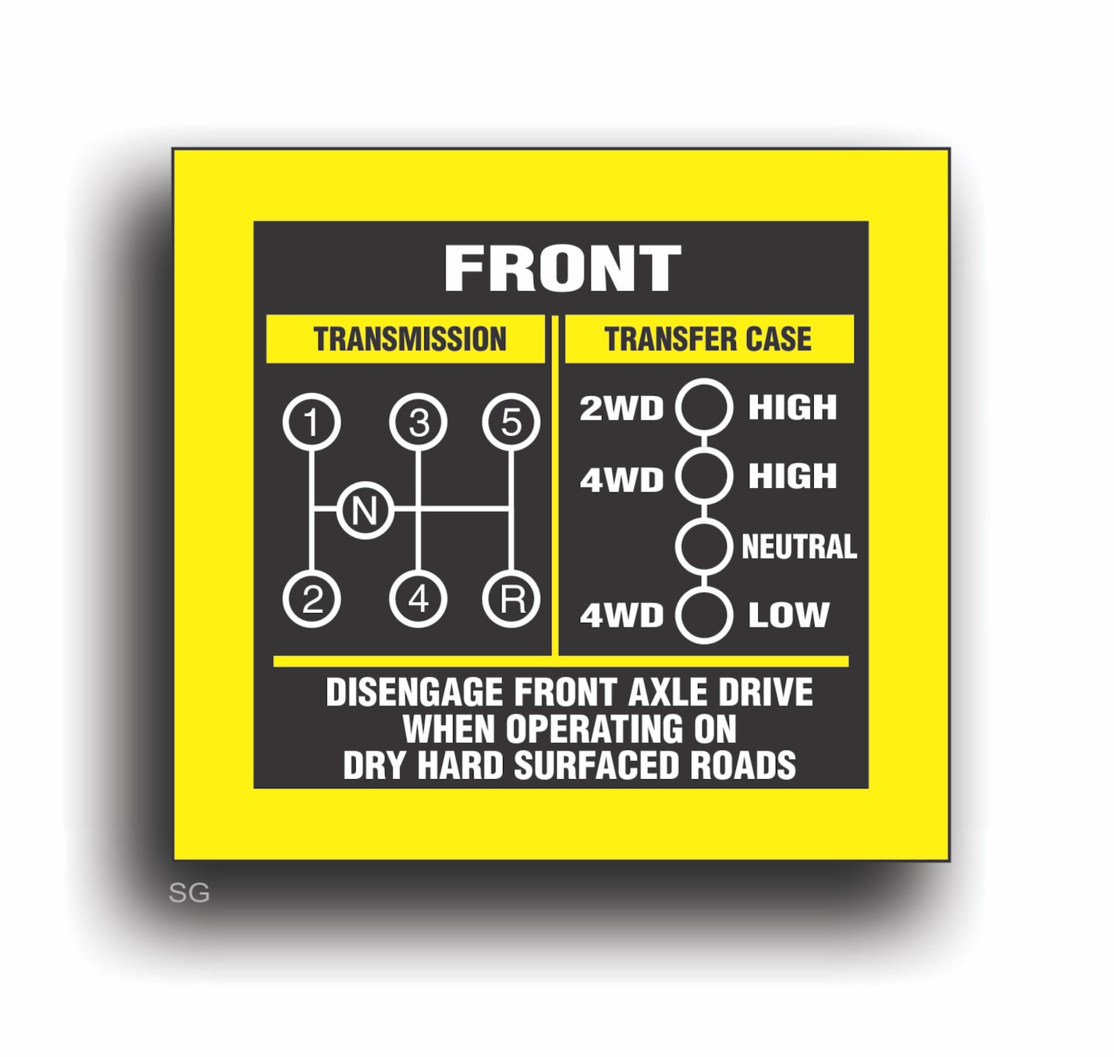 Shift Pattern Decal Sticker Plaque or Magnet Transmission Transfer Case ...