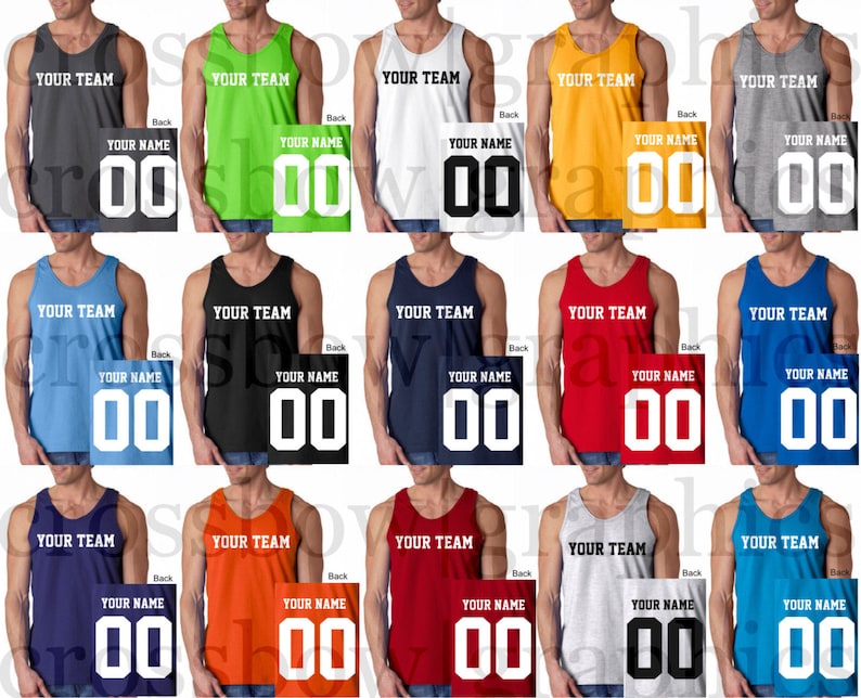 CUSTOM Tank Top JERSEY Personalized Any Color Name Number - Etsy