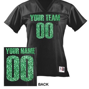 CUSTOM Ladies Football Jersey ANY Color Personalized GLITTER Numbers ...