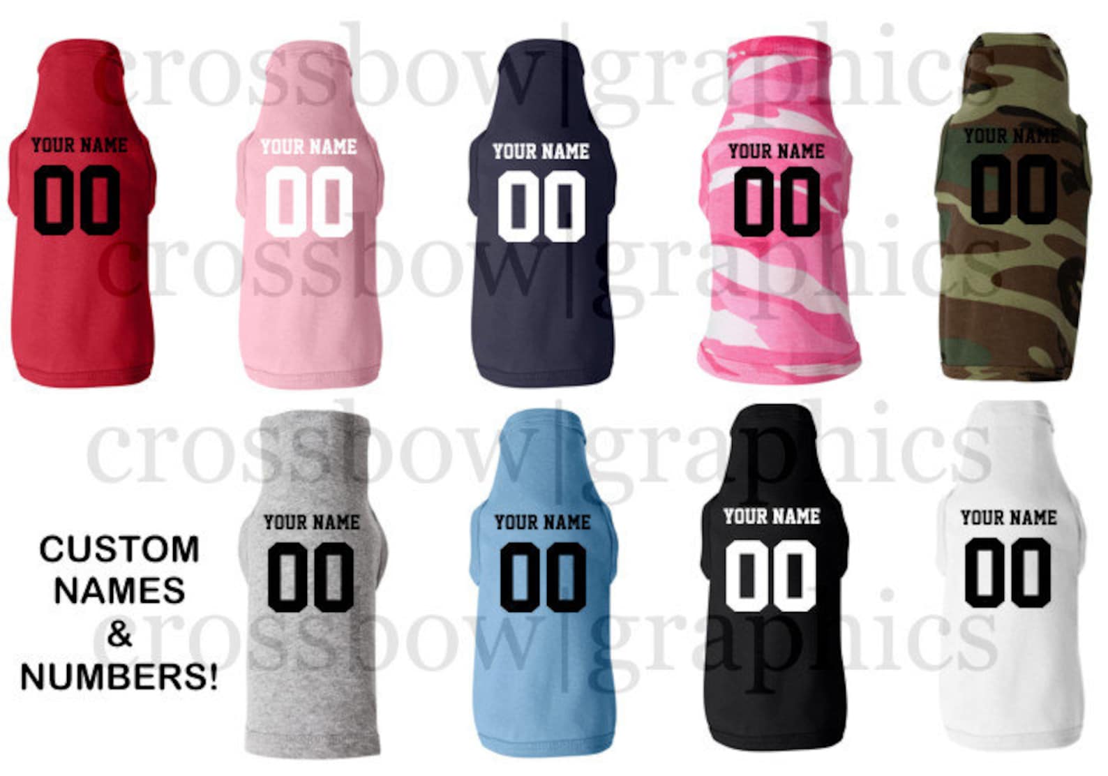 CUSTOM PET Jersey Tank T-shirt Personalized ANY Color Name Number Dog ...