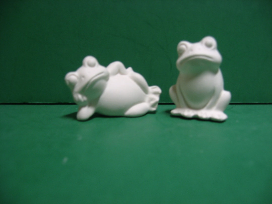 Pair of Whimsical Ceramic Bisque Frogs Ready to Paint...made in USA - Etsy