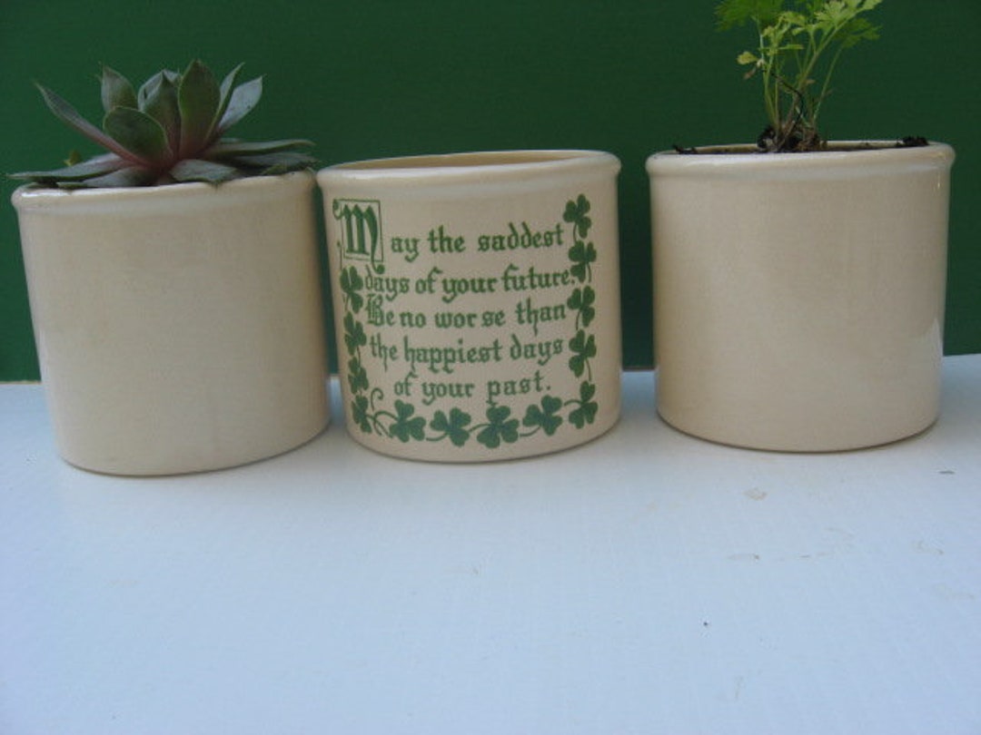 Irish Celtic Blessing 3 1/2 Inch Tall Ceramic Planter for Window Herbs ...