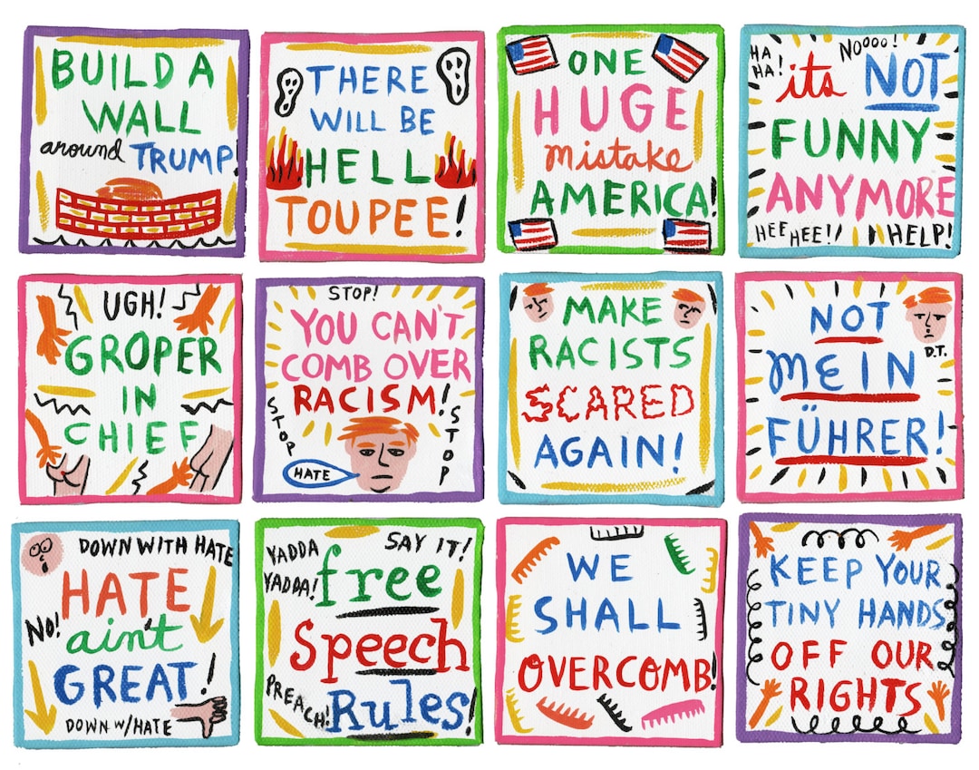 Teeny Tiny Protest Signs PRINT 11"x 14" 11/2016 - Etsy