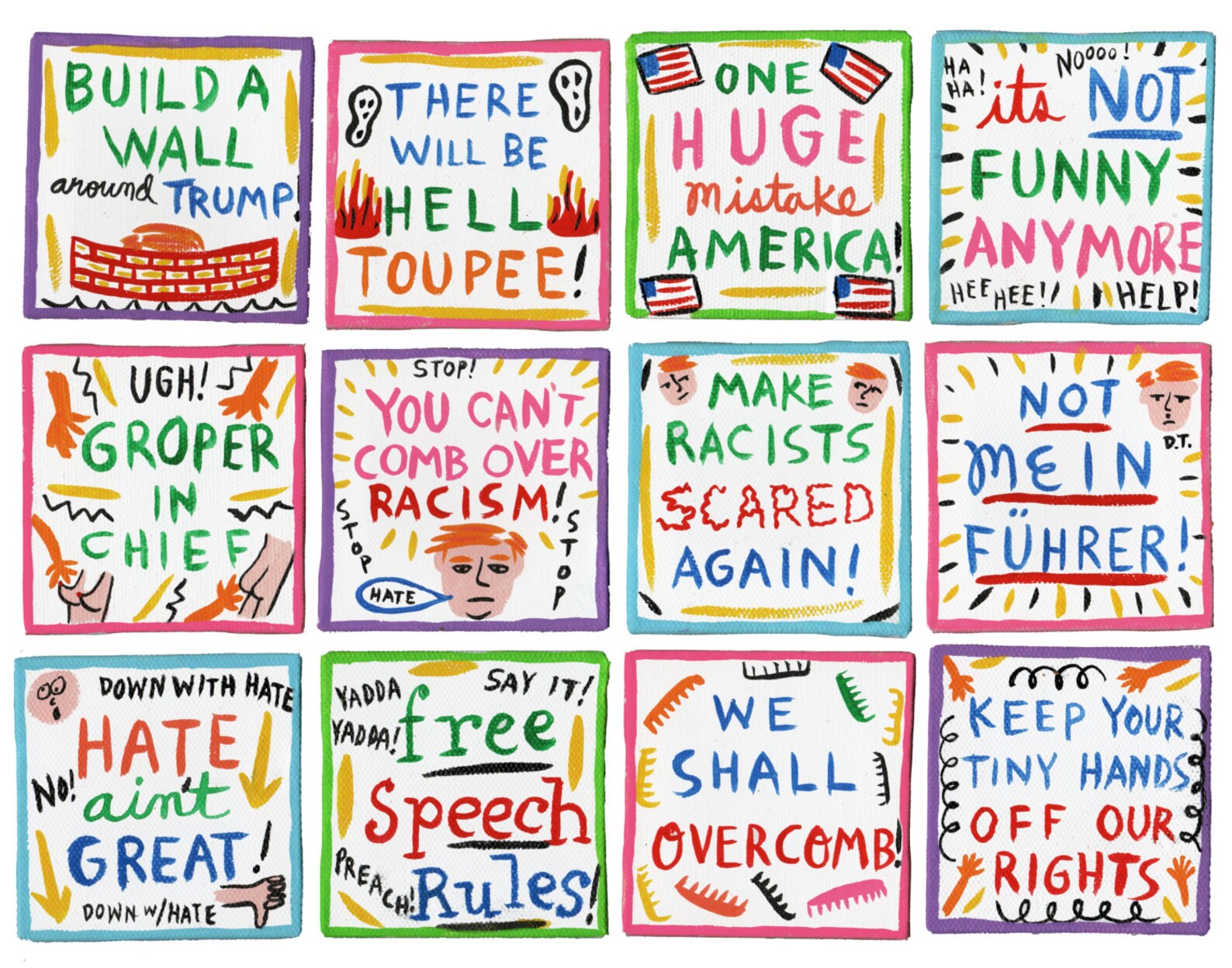 Teeny Tiny Protest Signs PRINT 11"x 14" 11/2016 - Etsy