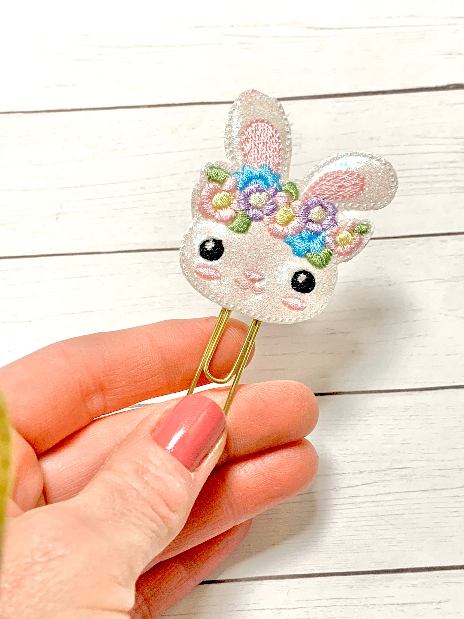 Floral Bunny Feltie Planner Paperclip Easter Feltie Bookmark | Etsy