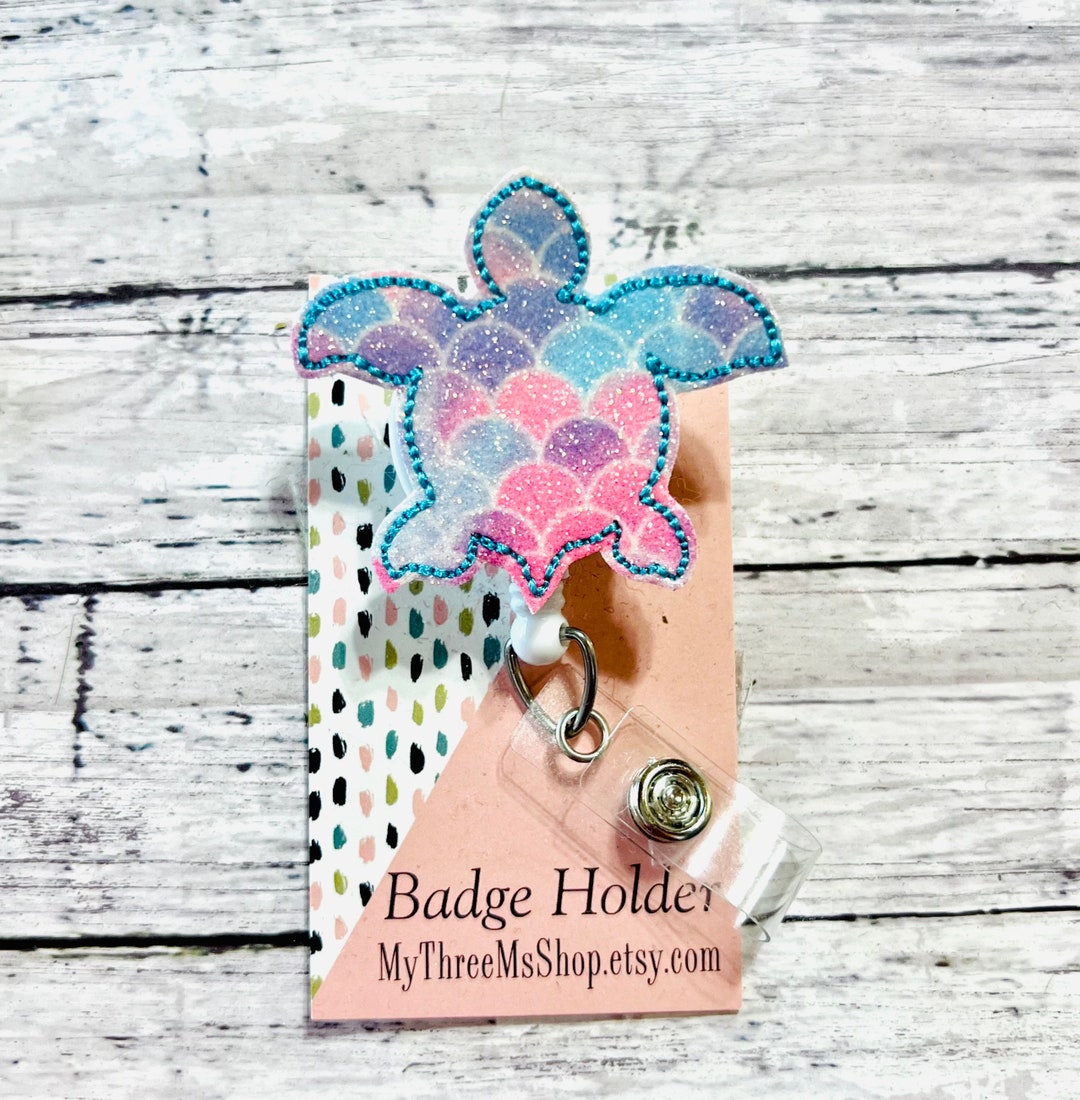 Sea Turtle Badge Reel, Mermaid Turtle Badge Reel, Interchangeable Badge ...