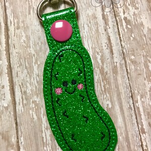 Pickle Key Fob Pickle Snap tab Embroidery Keychain Pickle | Etsy