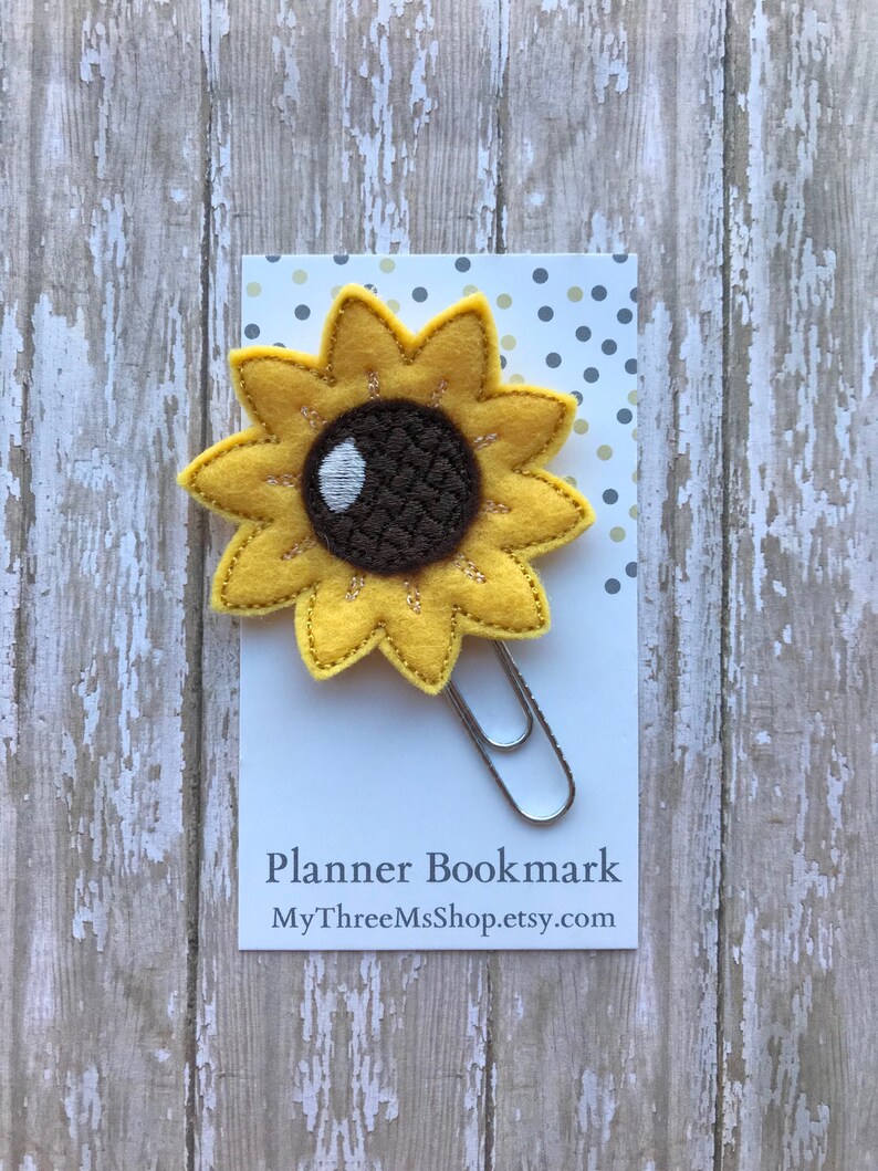 Sunflower Feltie Planner Clip Paperclip Bookmark Planner | Etsy