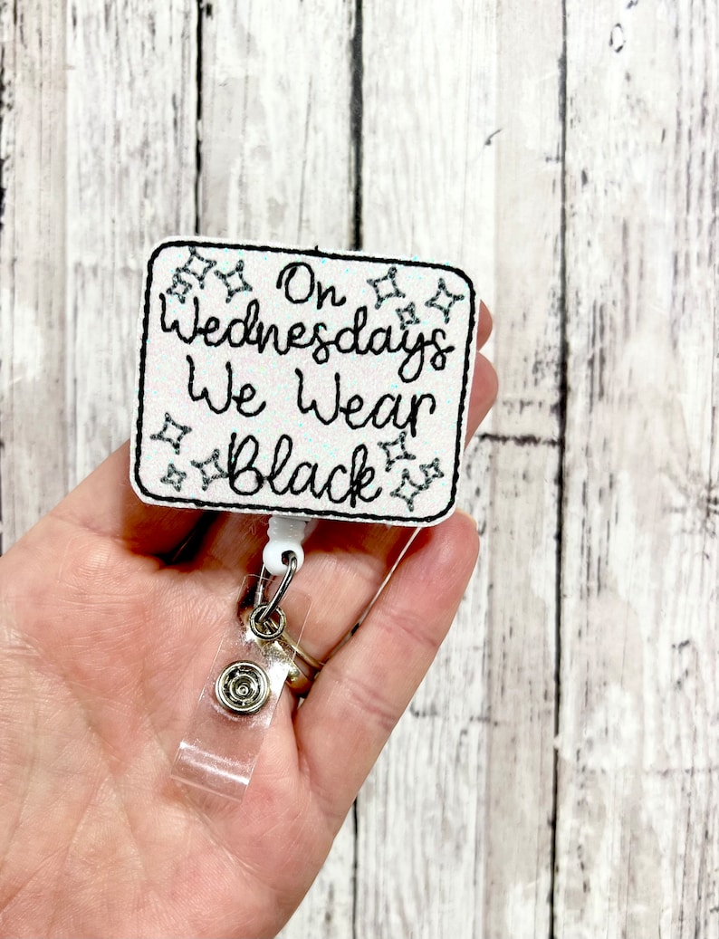 Wednesday We Wear Black Badge, Black Cloud Badge Reel, Witchy Vibes ...