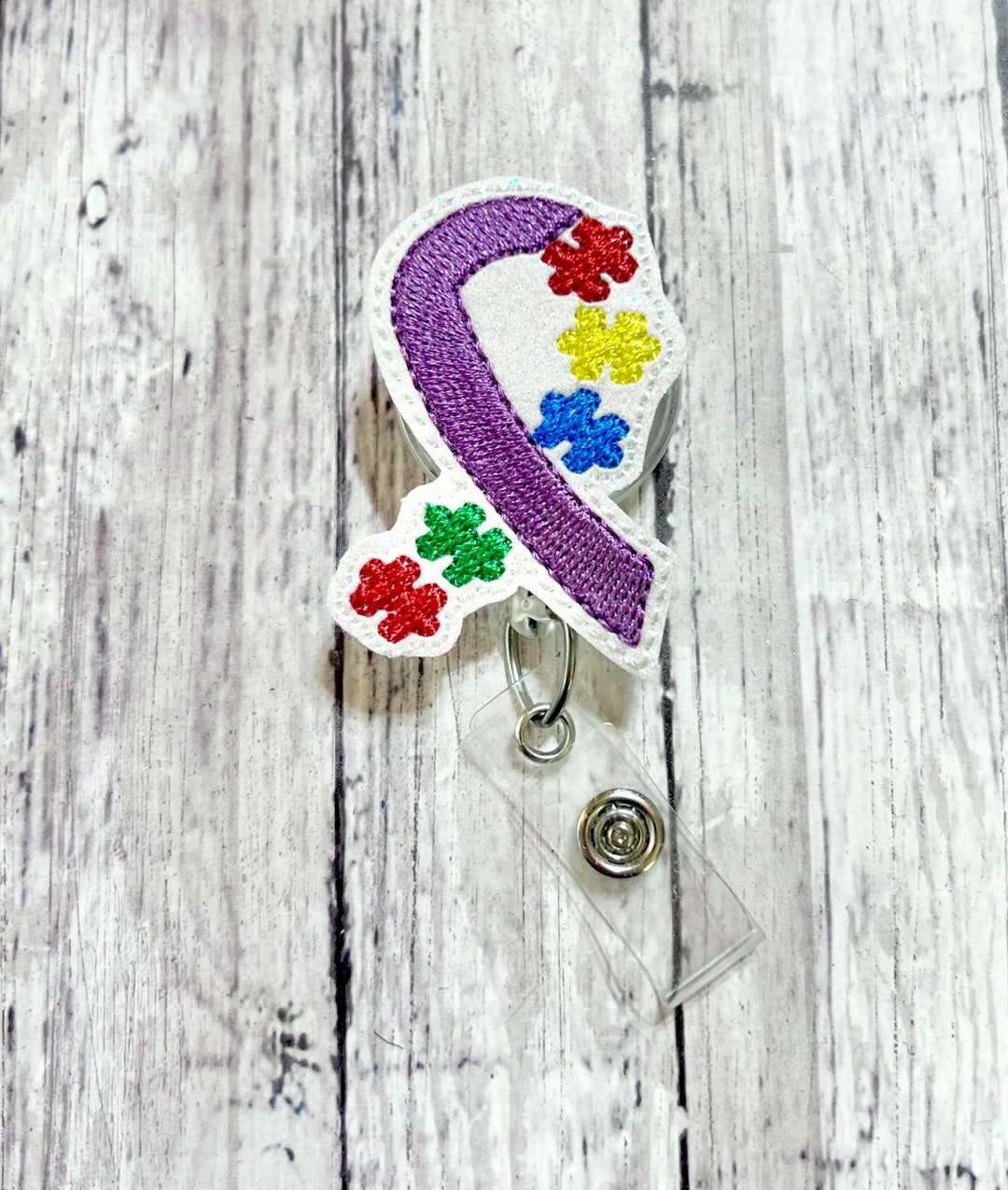 Awareness Ribbon Badge, Autism Awareness, Interchangeable Badge Topper ...